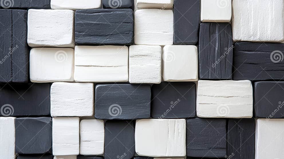 Black and White Rectangular Tiles Arranged in a Geometric Pattern on a ...