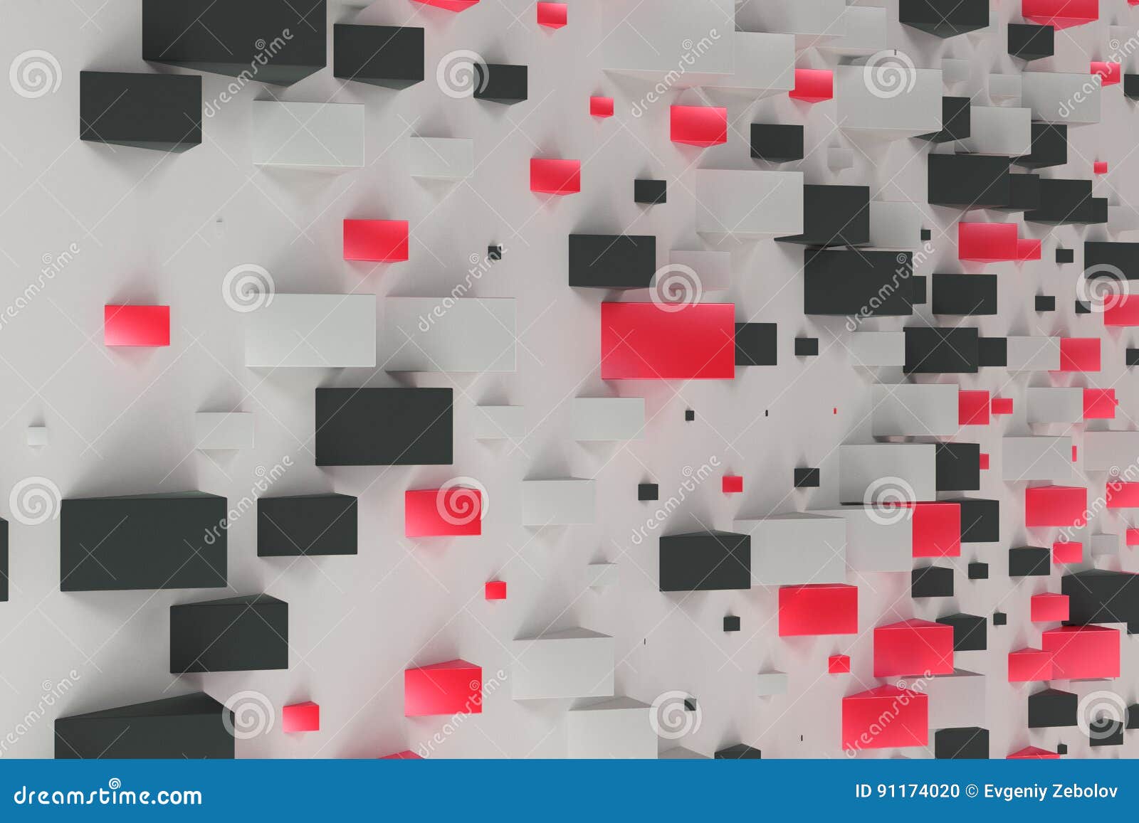 Black, White and Red Rectangular Shapes of Random Size on White Stock ...