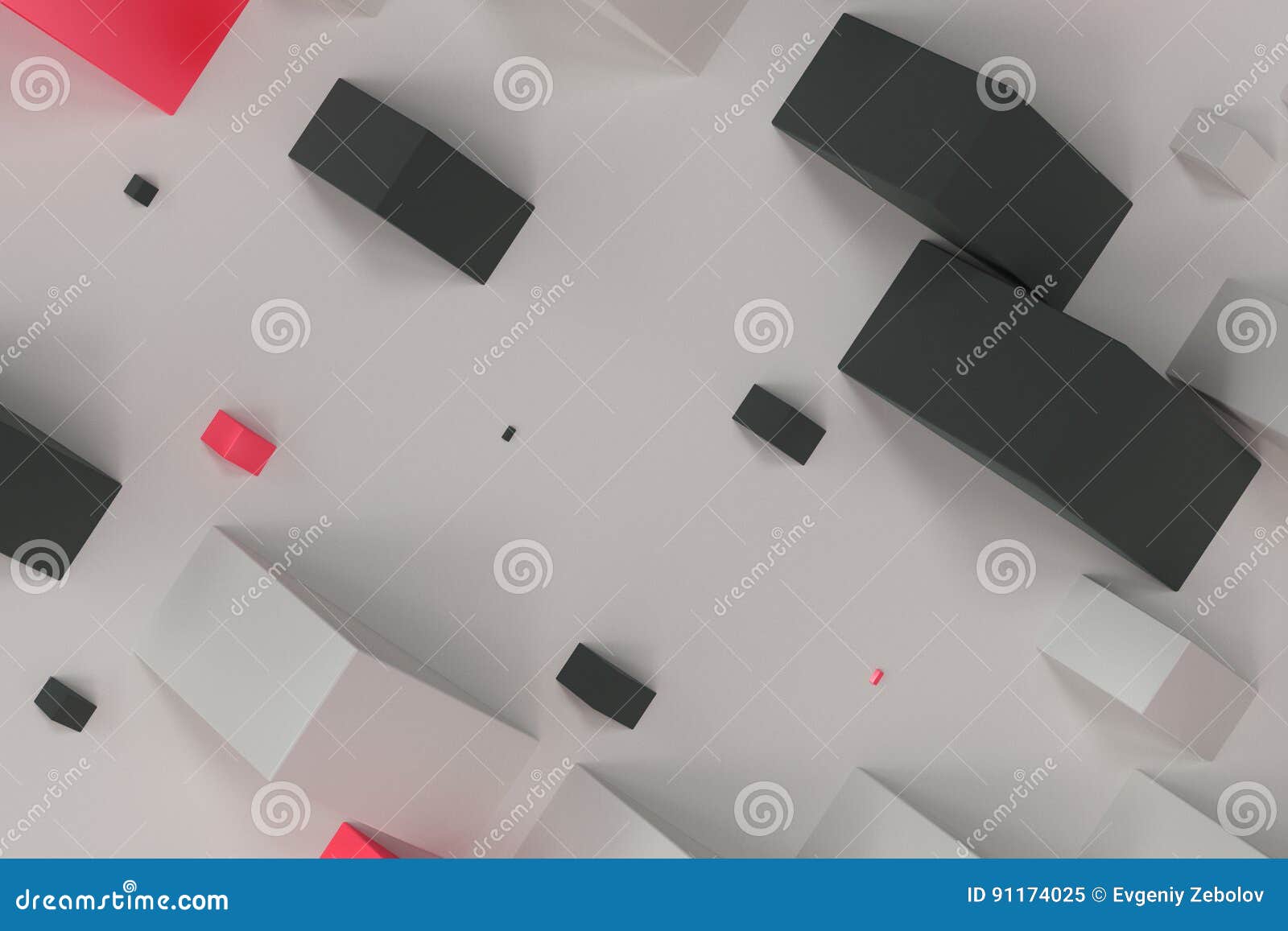 Black, White and Red Rectangular Shapes of Random Size on White Stock ...