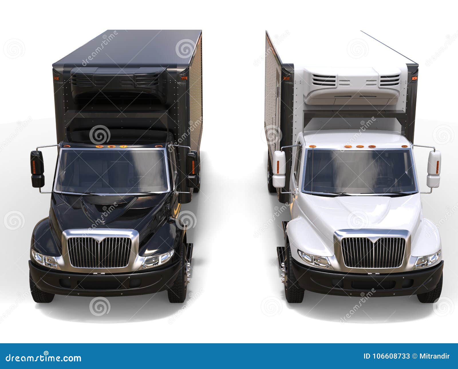 Black and White Refrigerator Trucks - Side by Side - Top Down Front ...