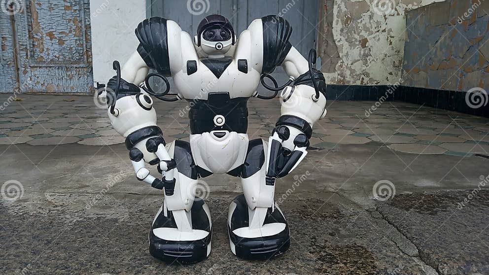 Black and White Remote-controlled Toy Robot Stock Image - Image of ...