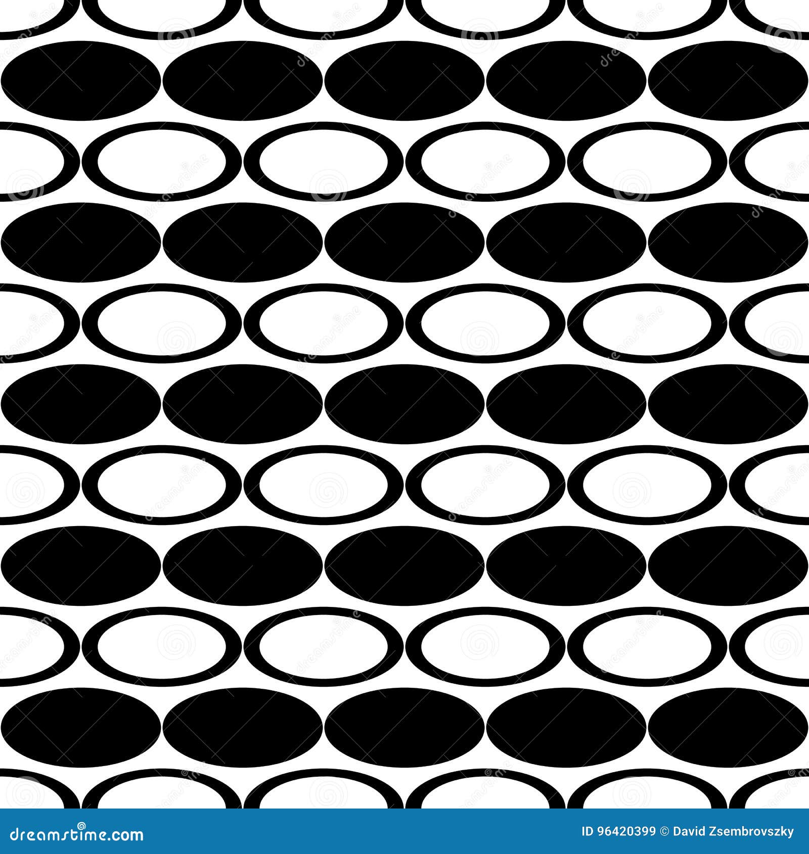 Black and White Repeating Abstract Geometric Ellipse Pattern - Vector ...