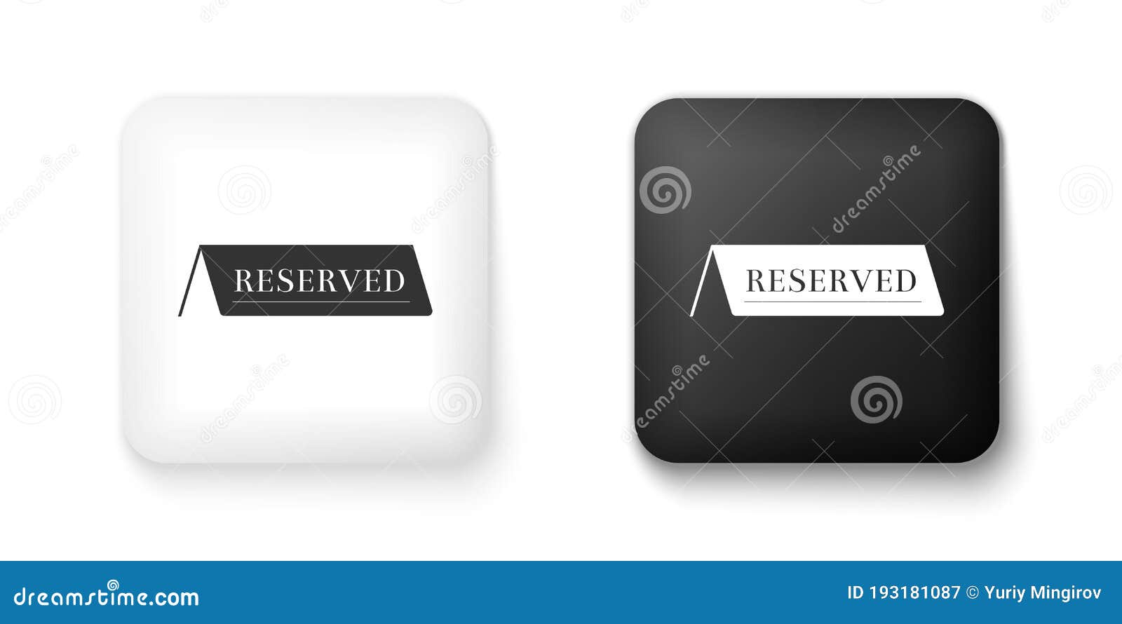 Black and White Reserved Icon Isolated on White Background. Square ...