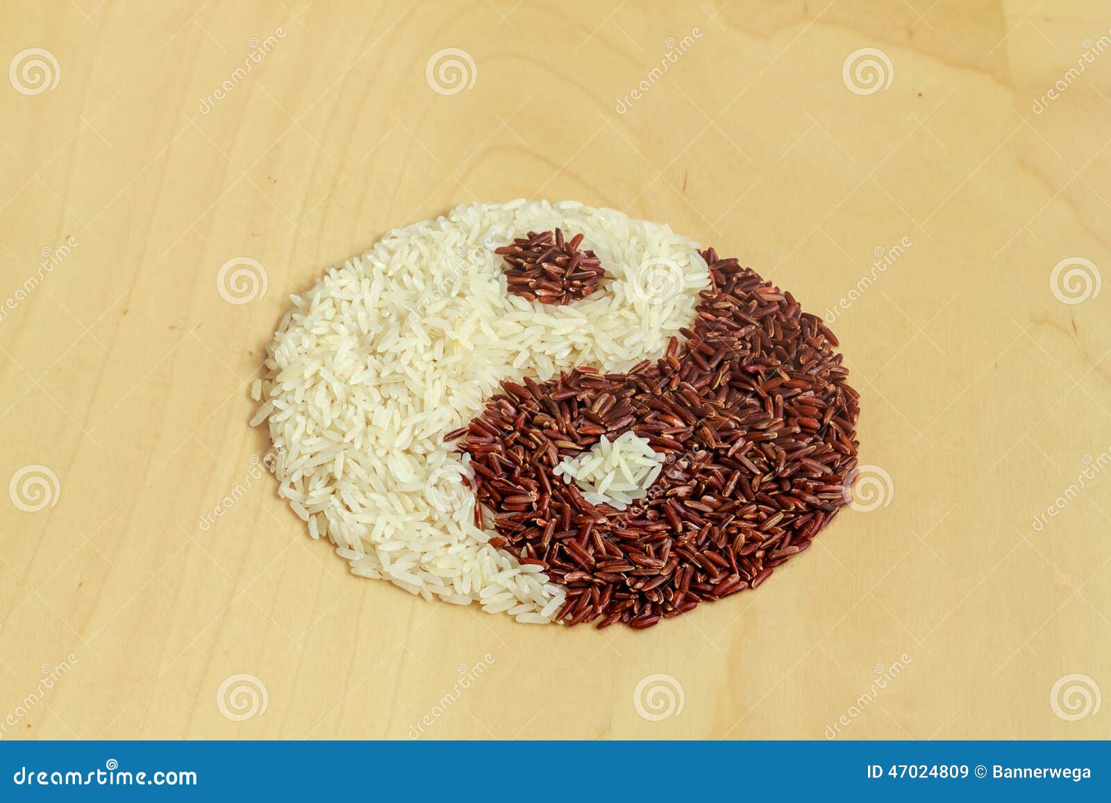 Black and White Rice Forming a Yin Yang Stock Image - Image of female ...