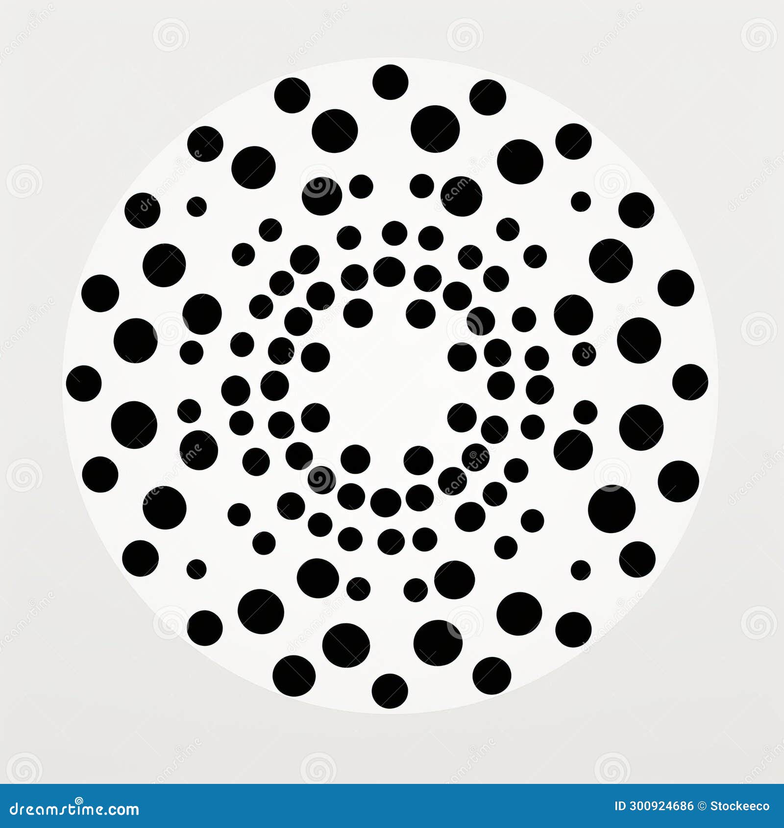 Minimalist Surrealism: Black and White Circular Design with Dot Pattern ...