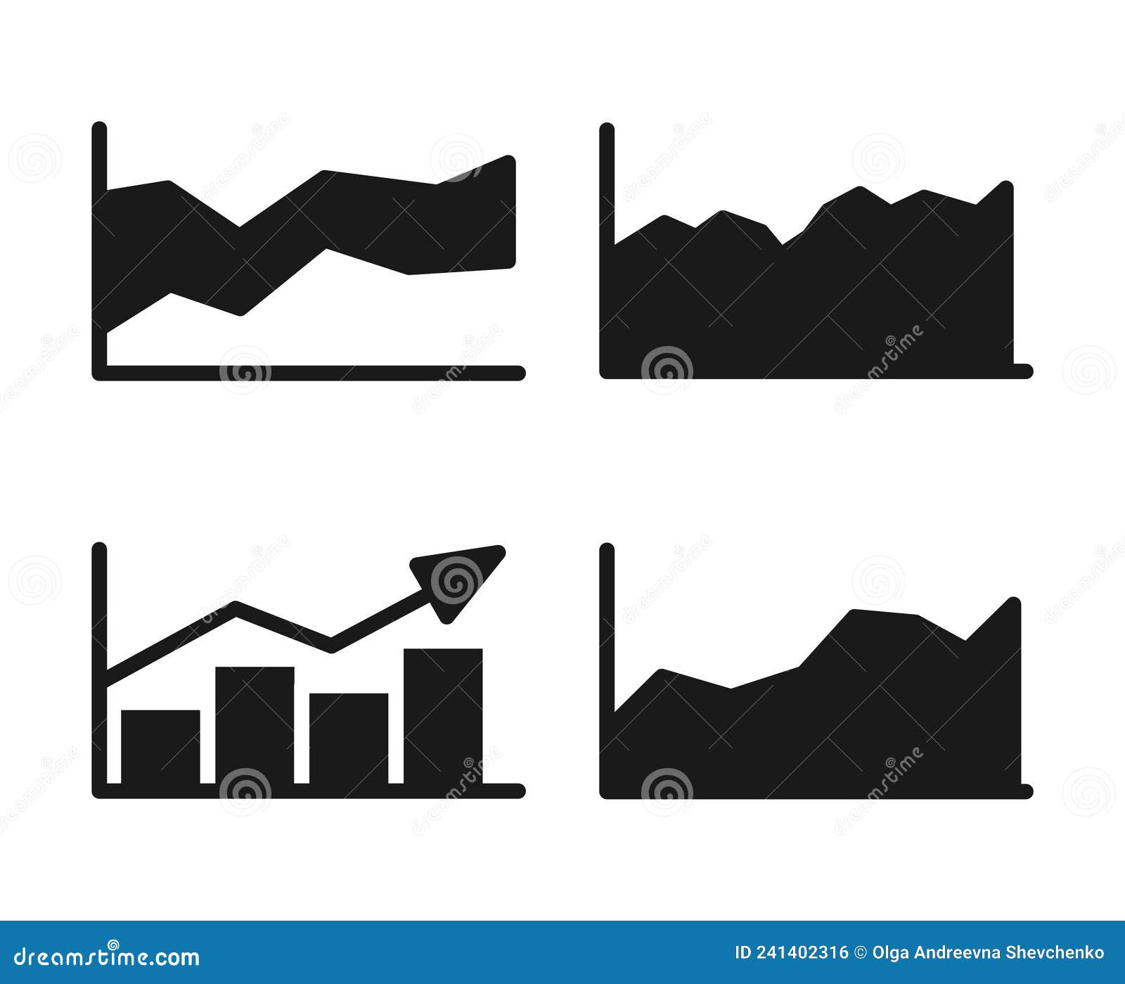 Black and White Rising Graph Histogram Set Stock Vector - Illustration ...