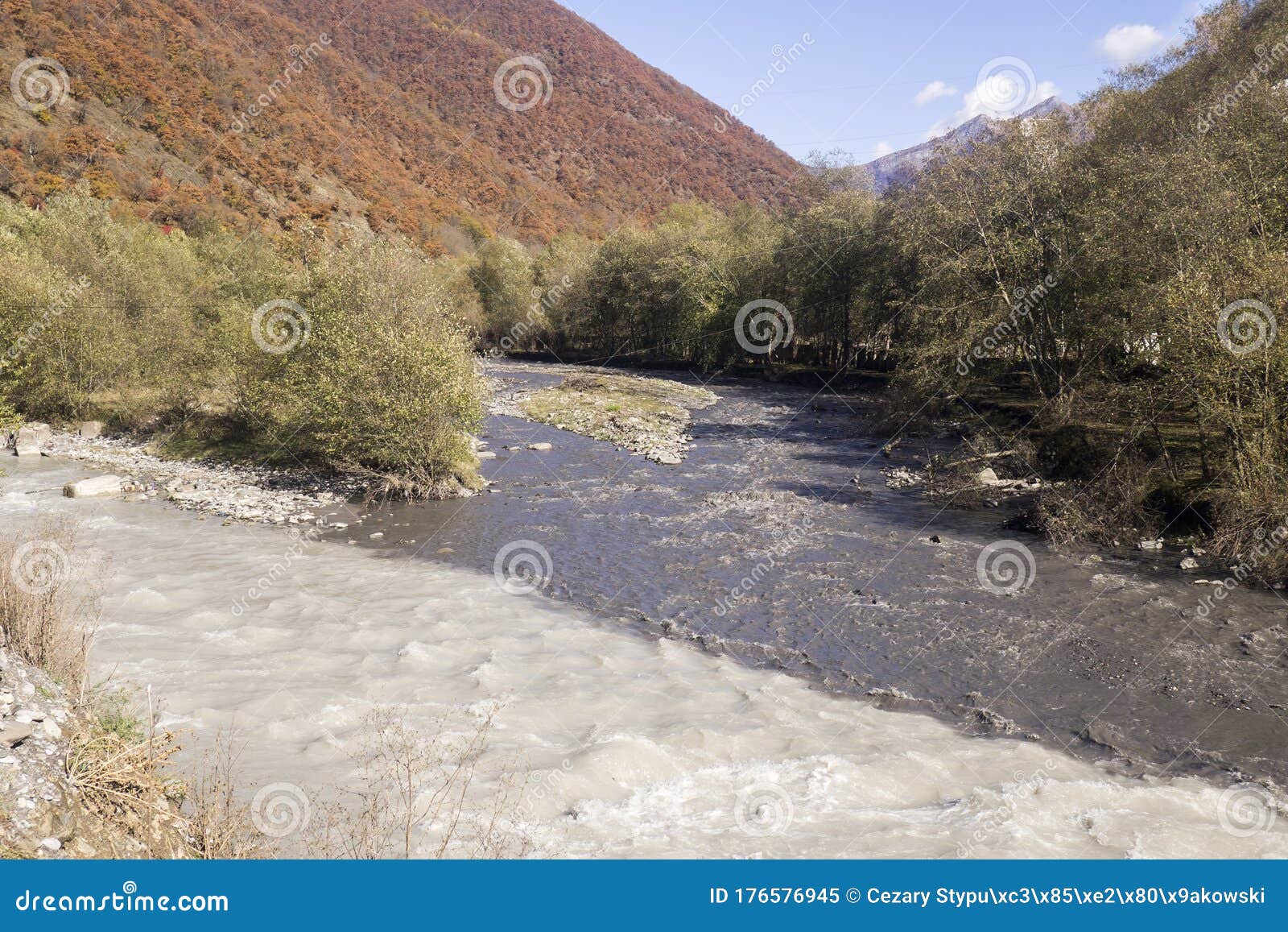 Black and White River - Connection of Two Rivers. Stock Image - Image ...
