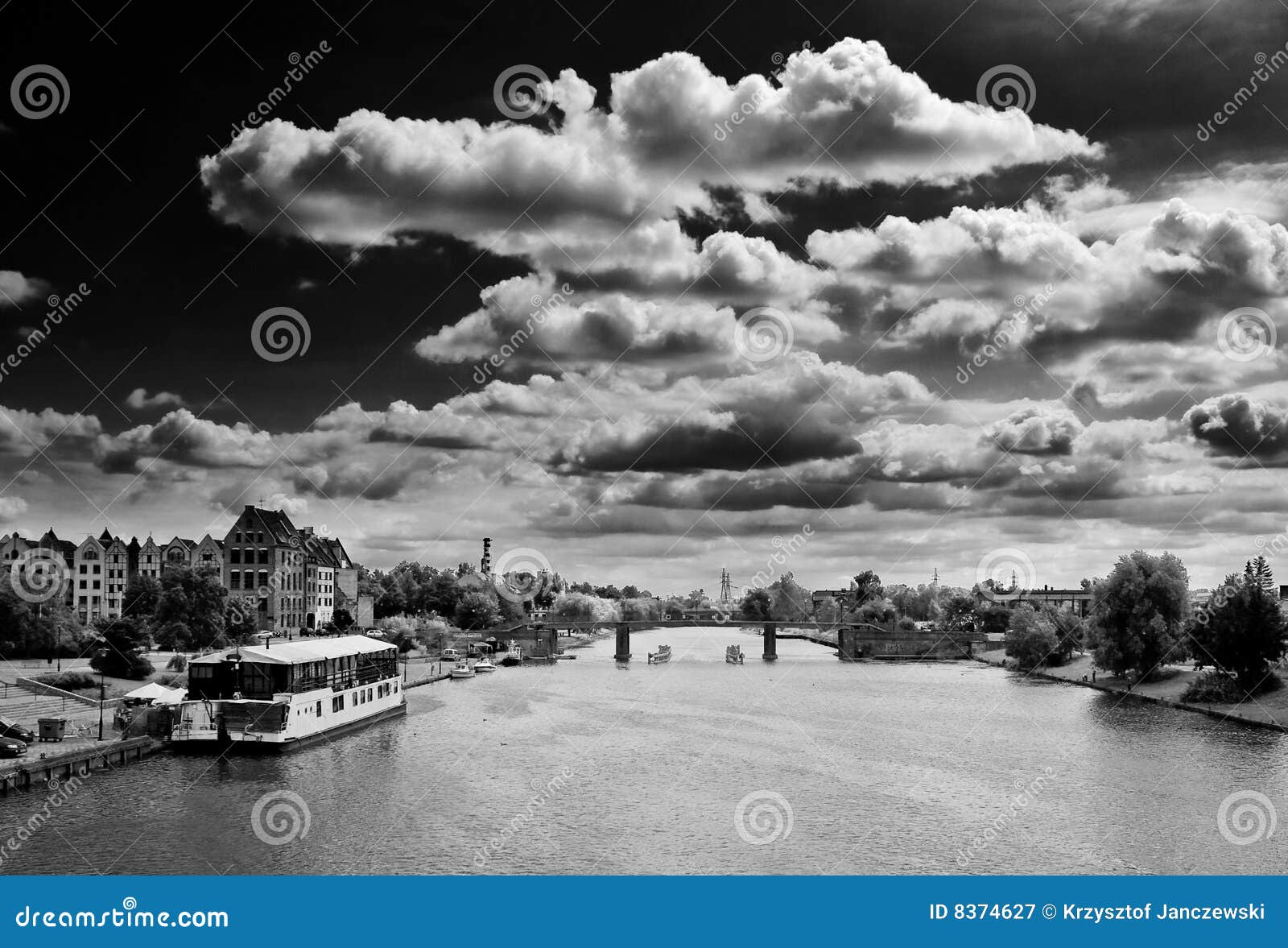 Black and White River Scene Stock Image - Image of dramatic ...