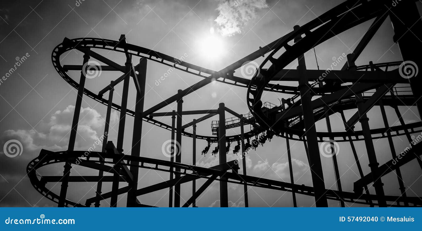 Black and White Rollercoaster Track Stock Photo - Image of theme ...