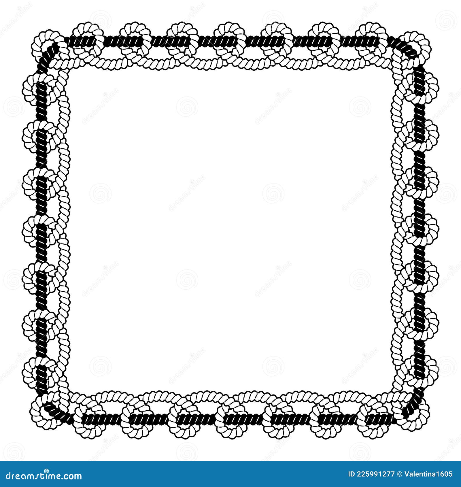 Rope Set Of Square Frames. Collection Of Thick And Thin B Vector ...