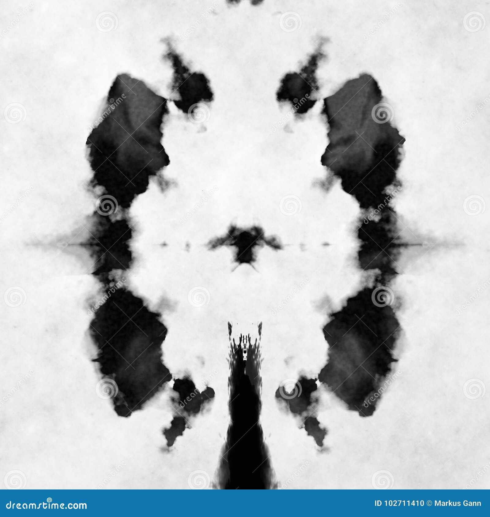 Rorschach Test Isolated On White Illustration, Random Abstract Blue ...