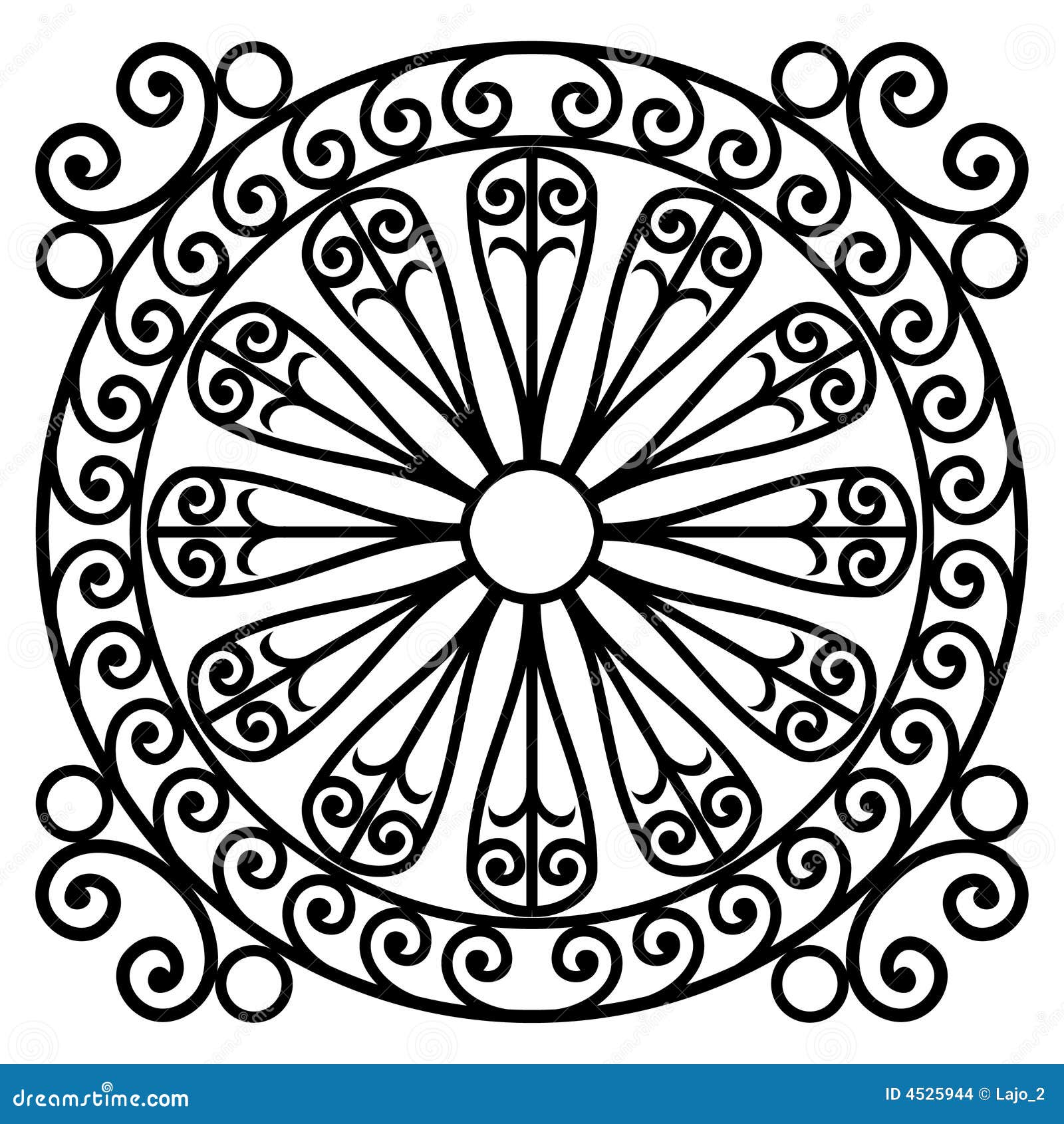 Black and White Rosette Design Stock Vector - Illustration of antique ...