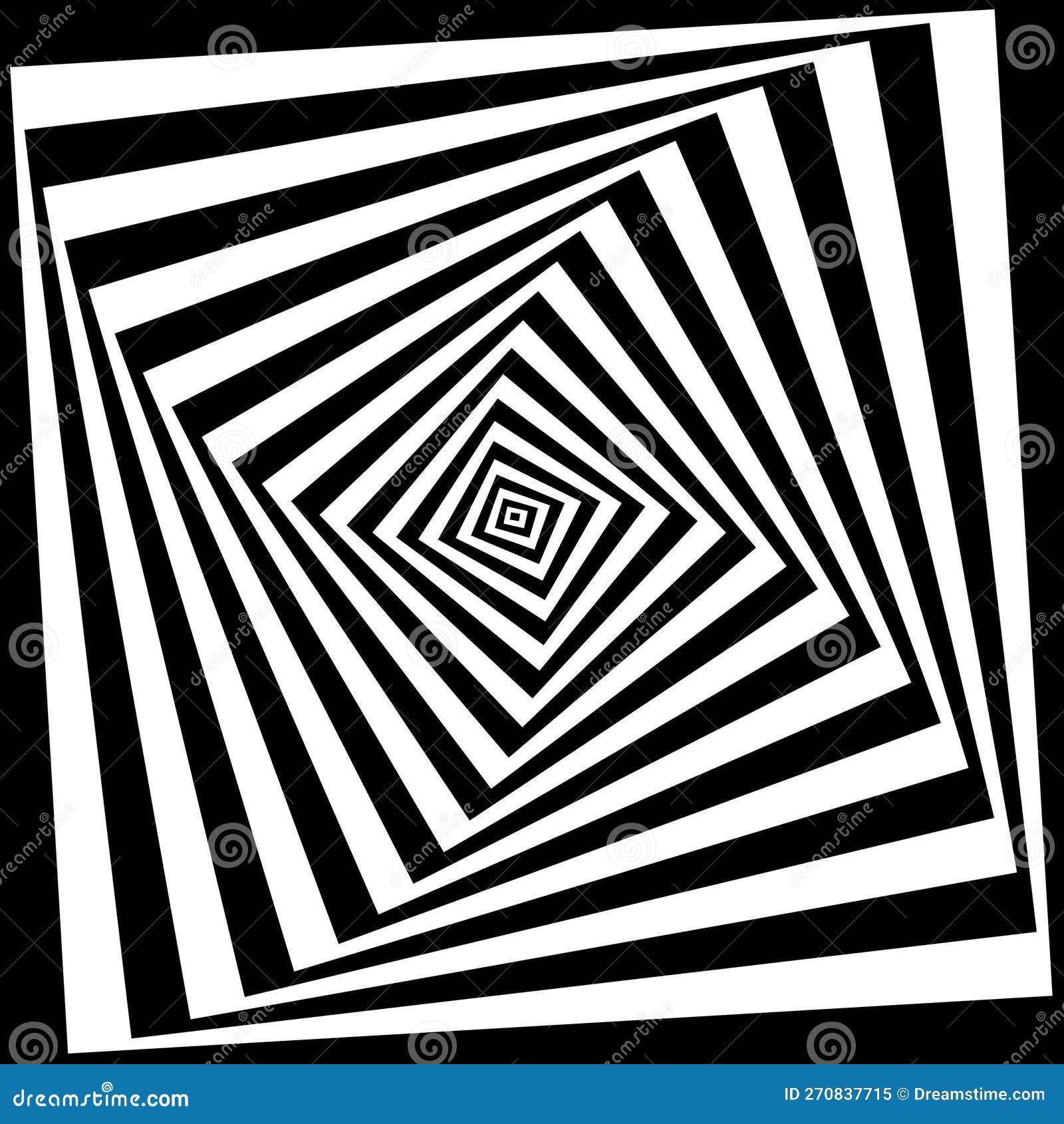 Black and White Rotating Squares. Pattern with Vortex Effect. Ortical ...