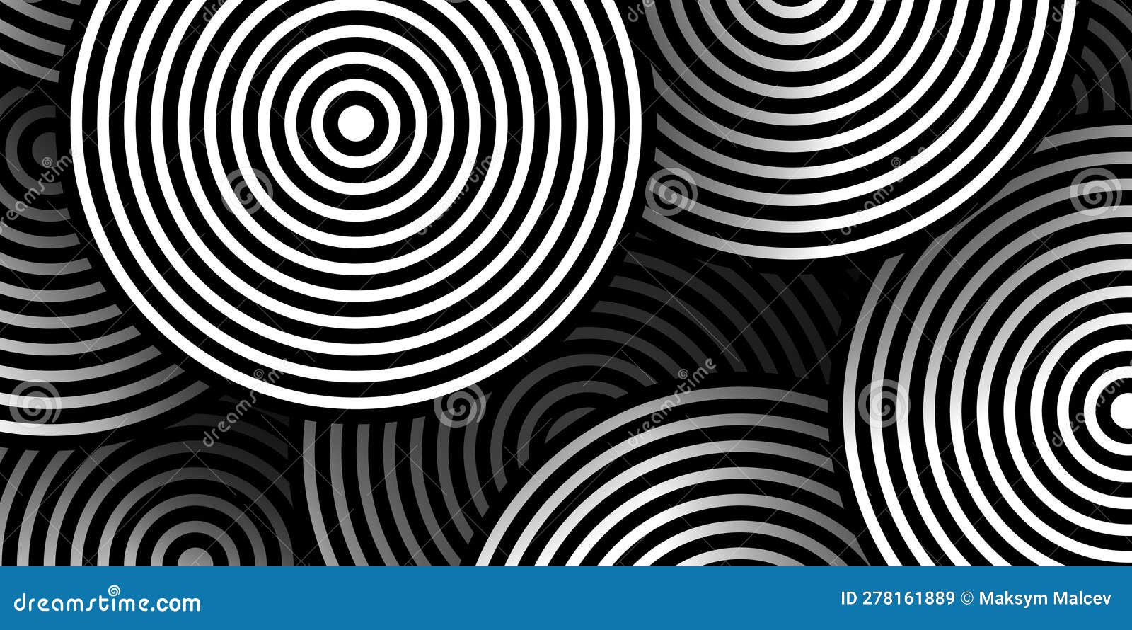Black and White Round Circles Overlap Background. Abstract Geometric ...