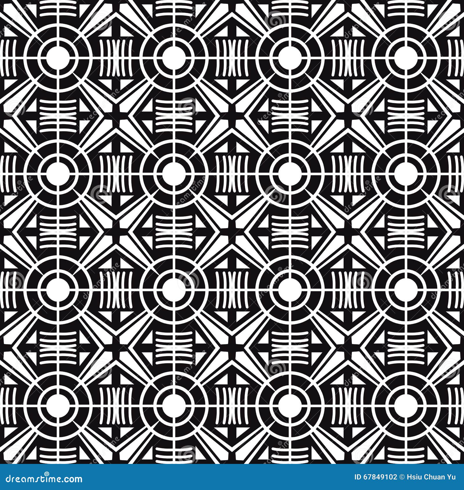 Black White Round Cross Geometry Pattern Background. Stock Vector ...