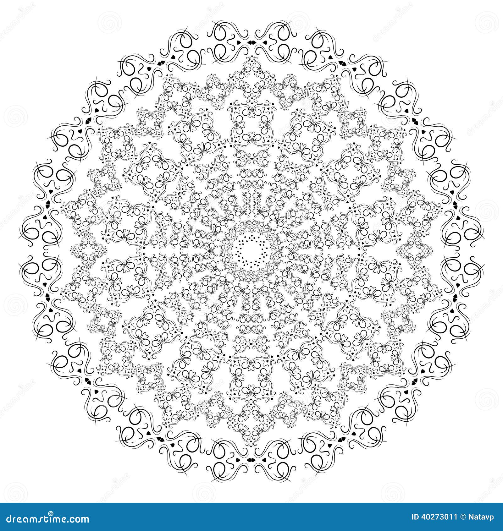 Black and White Round Lace Pattern. Stock Vector - Illustration of ...