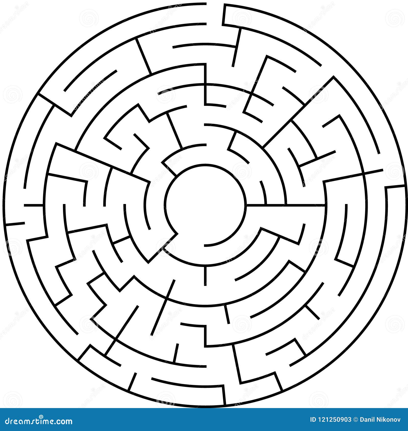 Maze / Circle Labyrinth with Entry and Exit. Stock Vector ...
