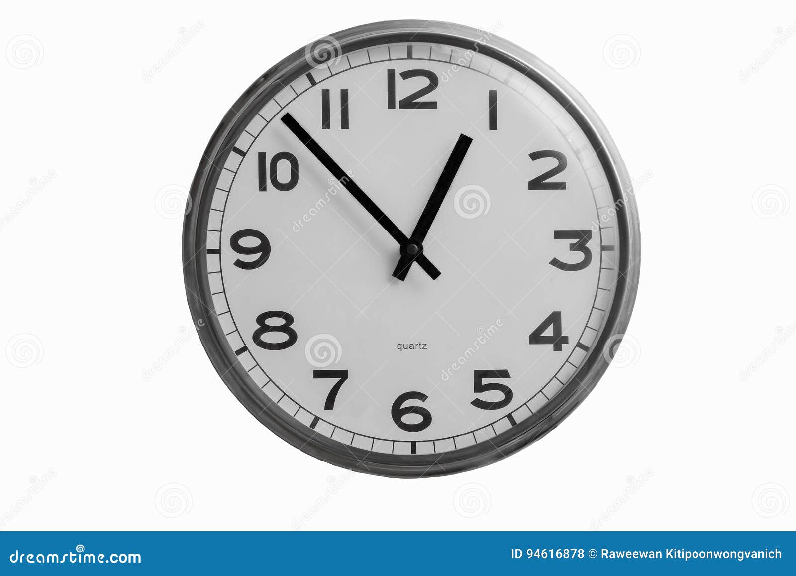 Black And White Round Wall Clock Shows Almost One O`clock Stock Photo ...