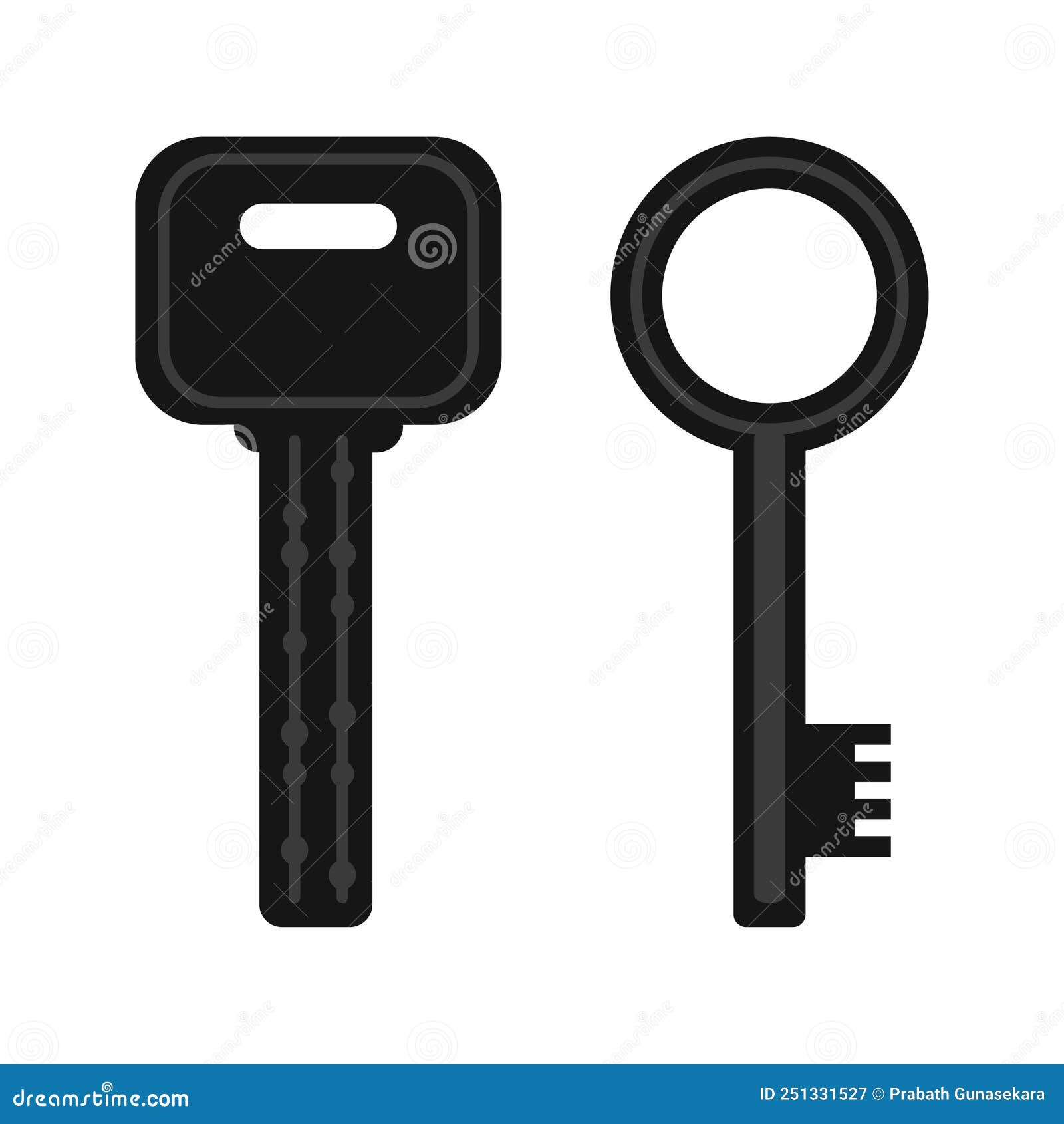 Two Rounded and Squared Keys Vector Png Flat Icon Stock Vector ...