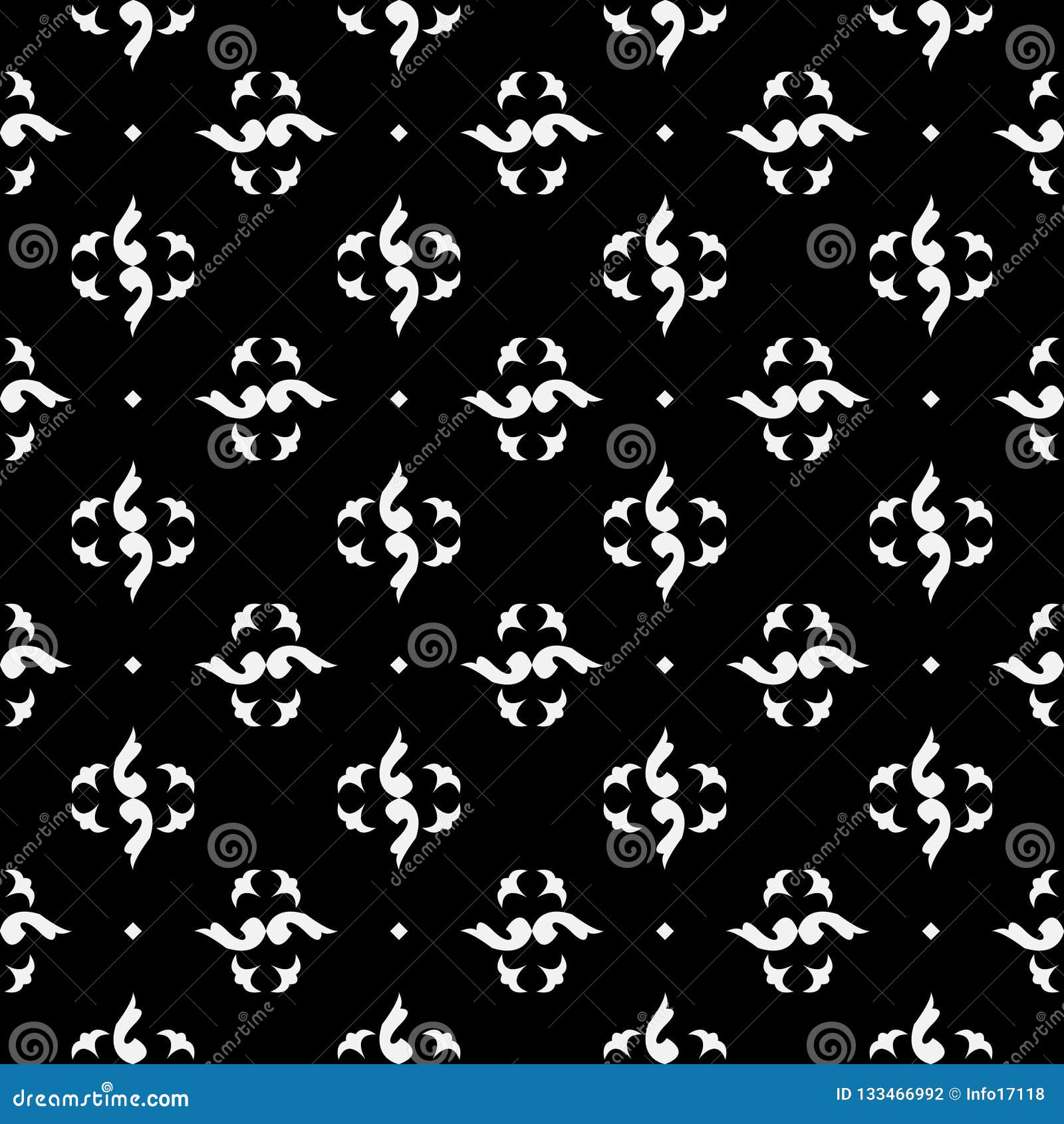 Black and White Royal Pattern. Seamless Vector Background Stock ...