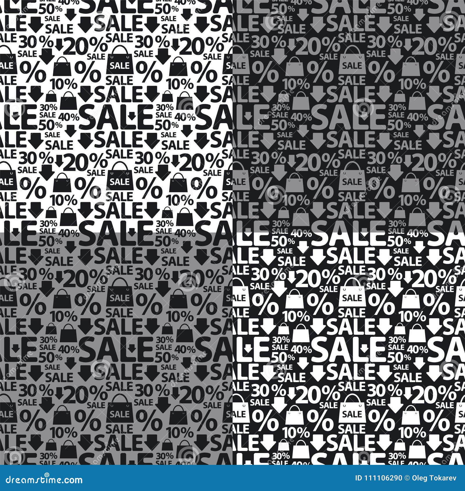 Black and White Sale Seamless Patterns Stock Vector - Illustration of ...