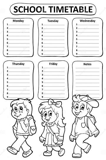 Black and White School Timetable Theme 5 Stock Vector - Illustration of ...