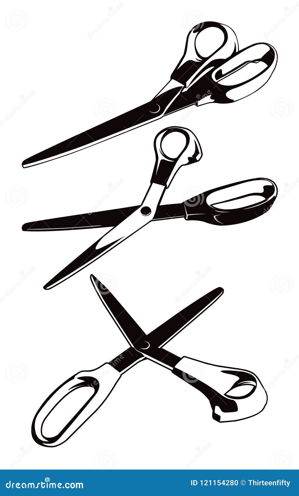Black and White Scissor Vector Graphic Set Stock Vector - Illustration ...
