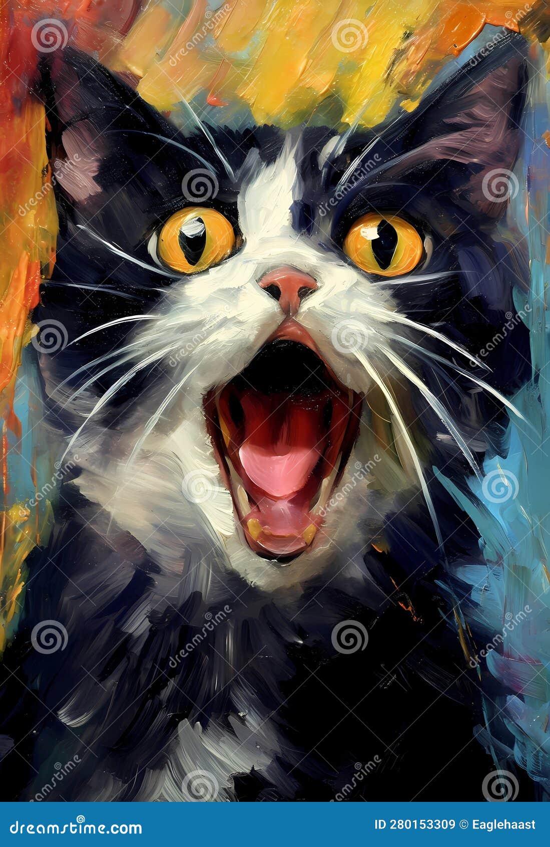 Black and White Screaming Cat, Angry Cat, Cat Screaming Generated by Ai ...