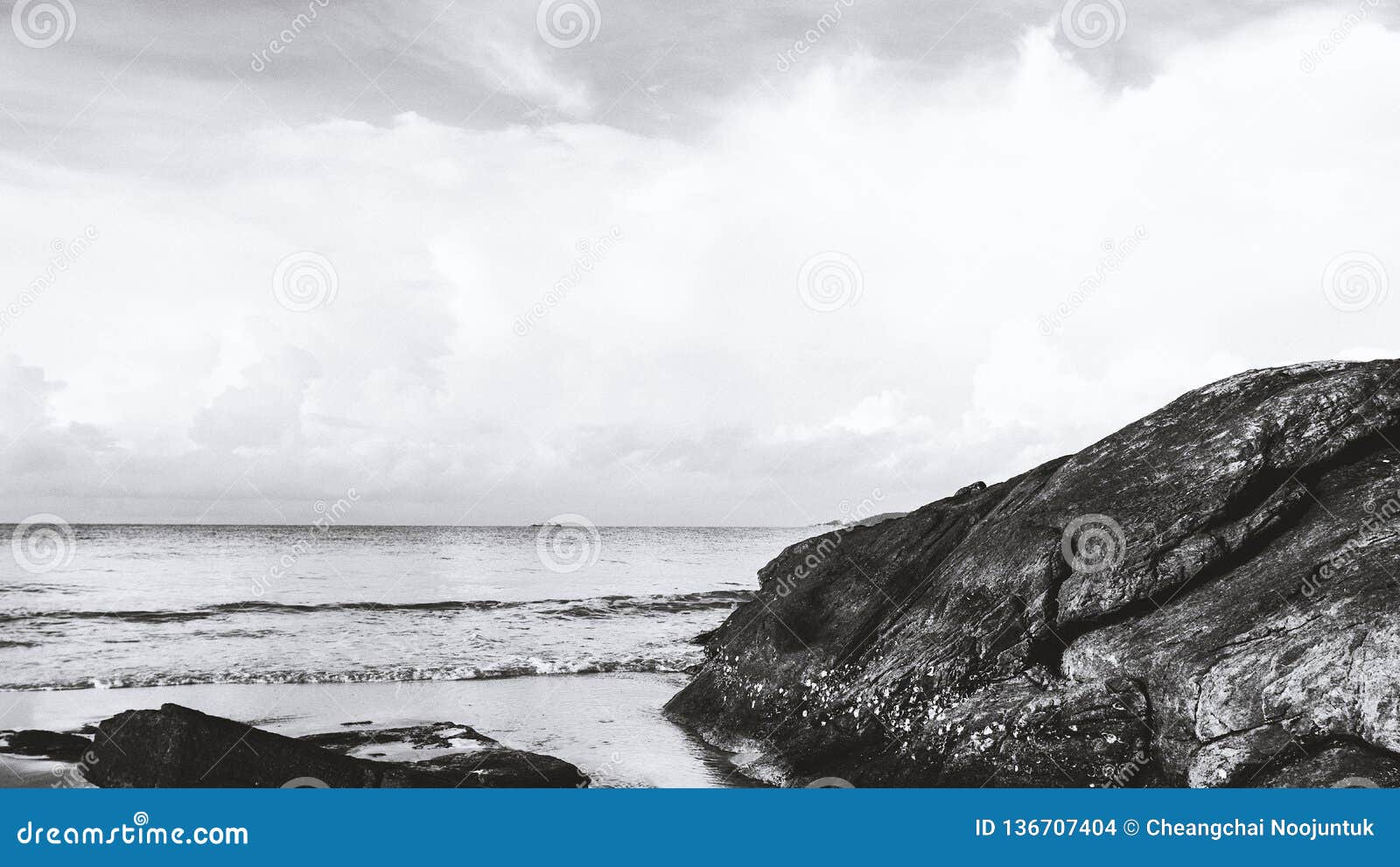 Black and White Sea and Rocks Stock Photo - Image of nature, calm ...