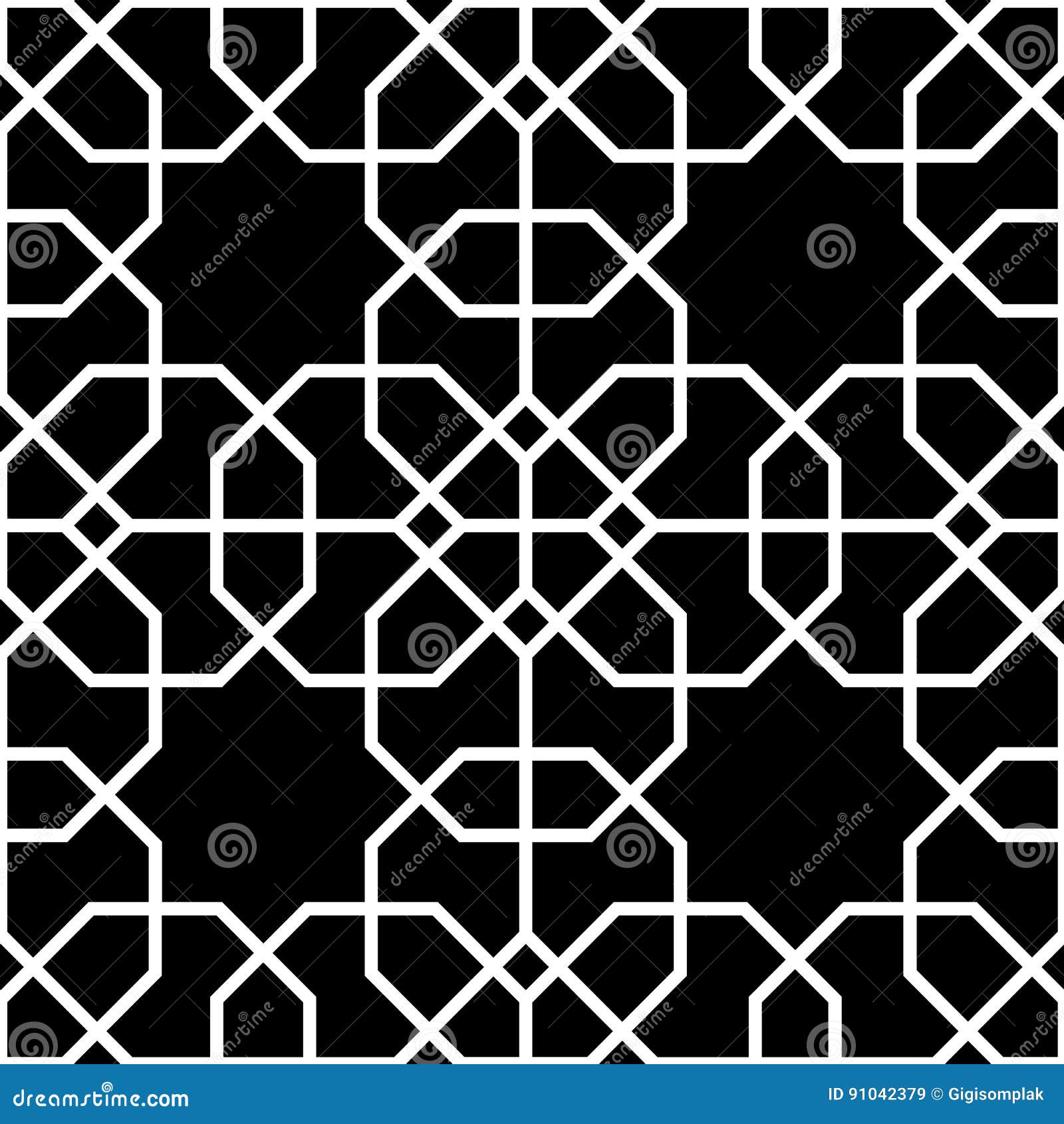 Black and White Seamless Background, Islamic Pattern Stock Vector ...