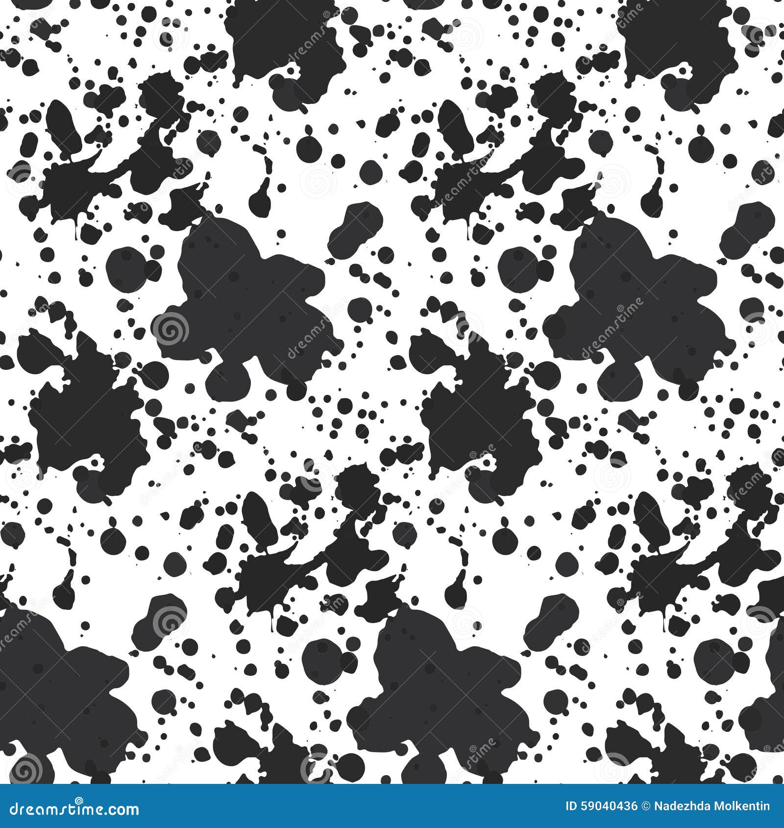 Black and White Seamless Background with Spots and Blotches. Stock ...