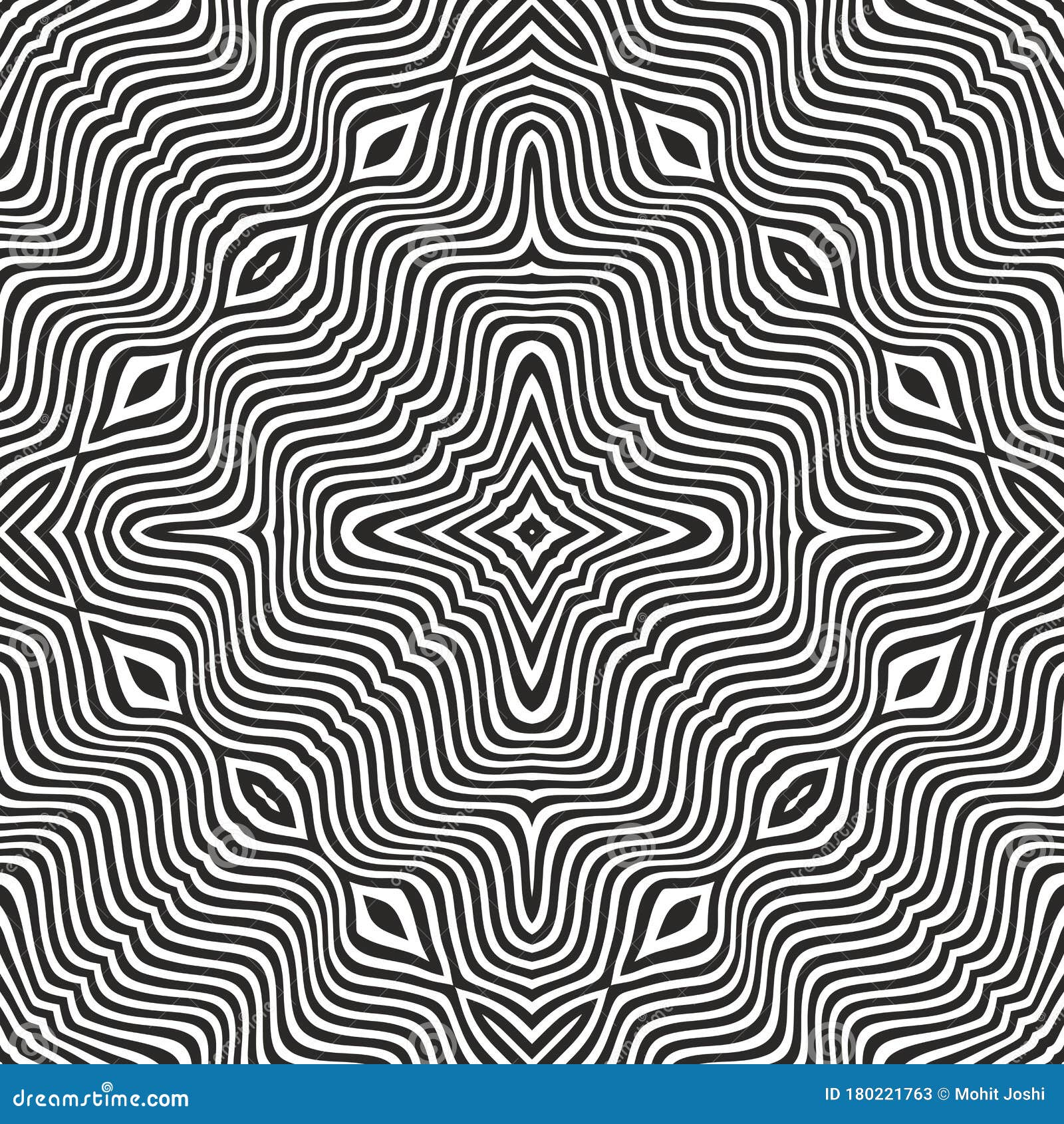 Black and White Seamless Curvy Lines Vector Pattern Design Stock ...