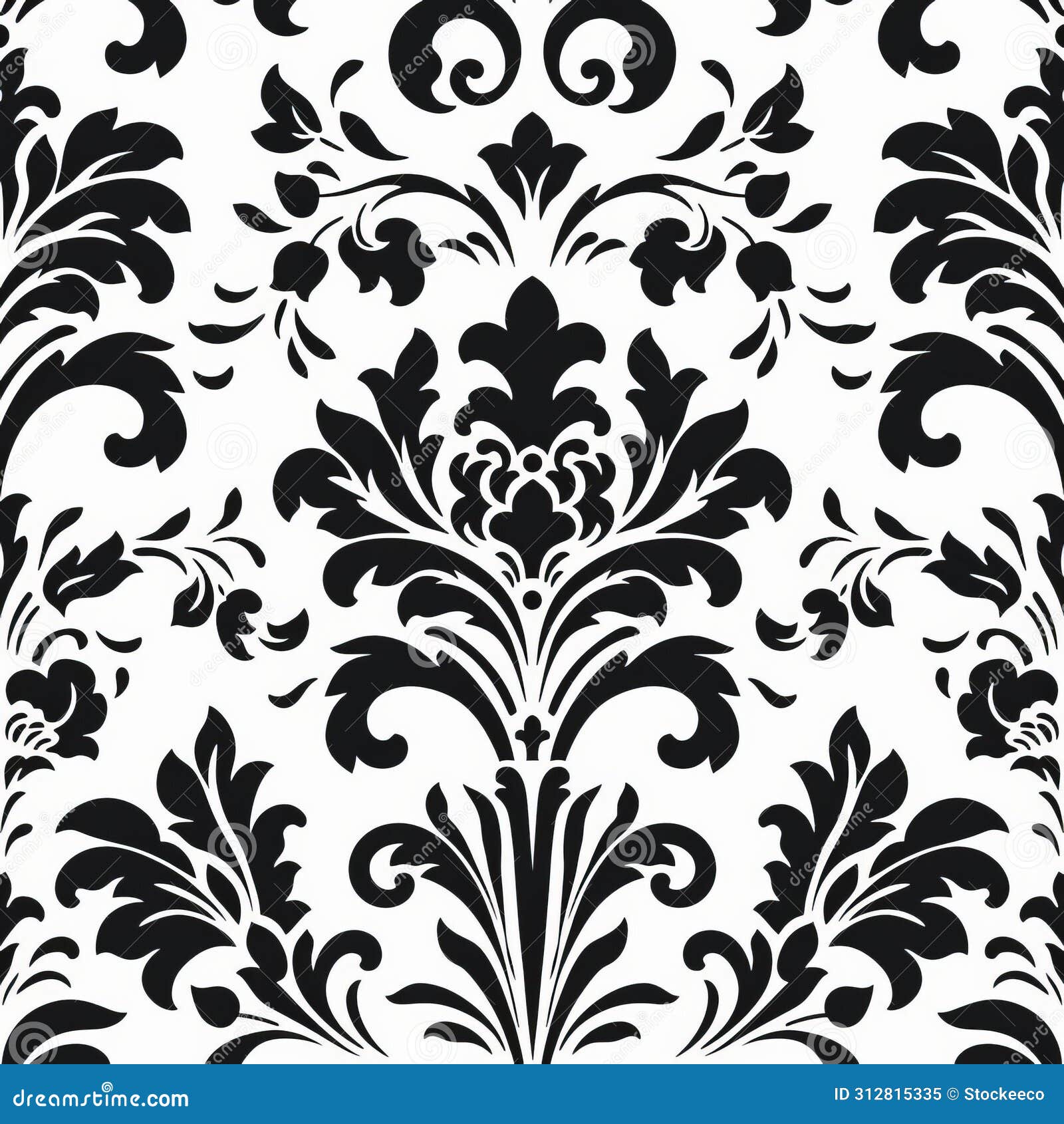 Black and White Seamless Damask Pattern: Vintage Handcrafted Design ...