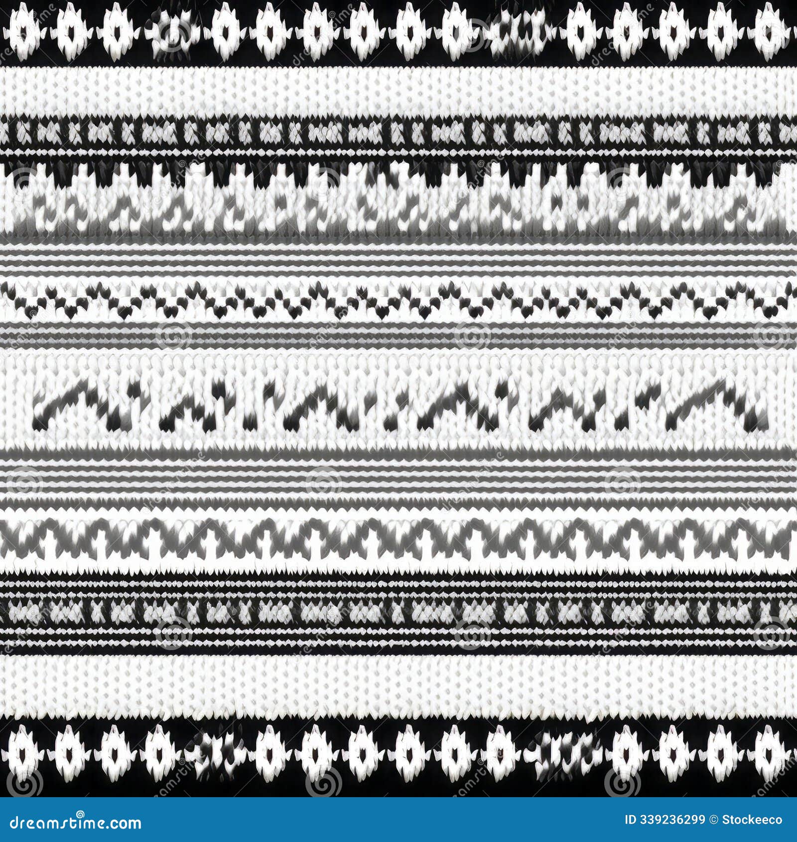 Black and White Seamless Fair Isle Vector Pattern on White Background ...