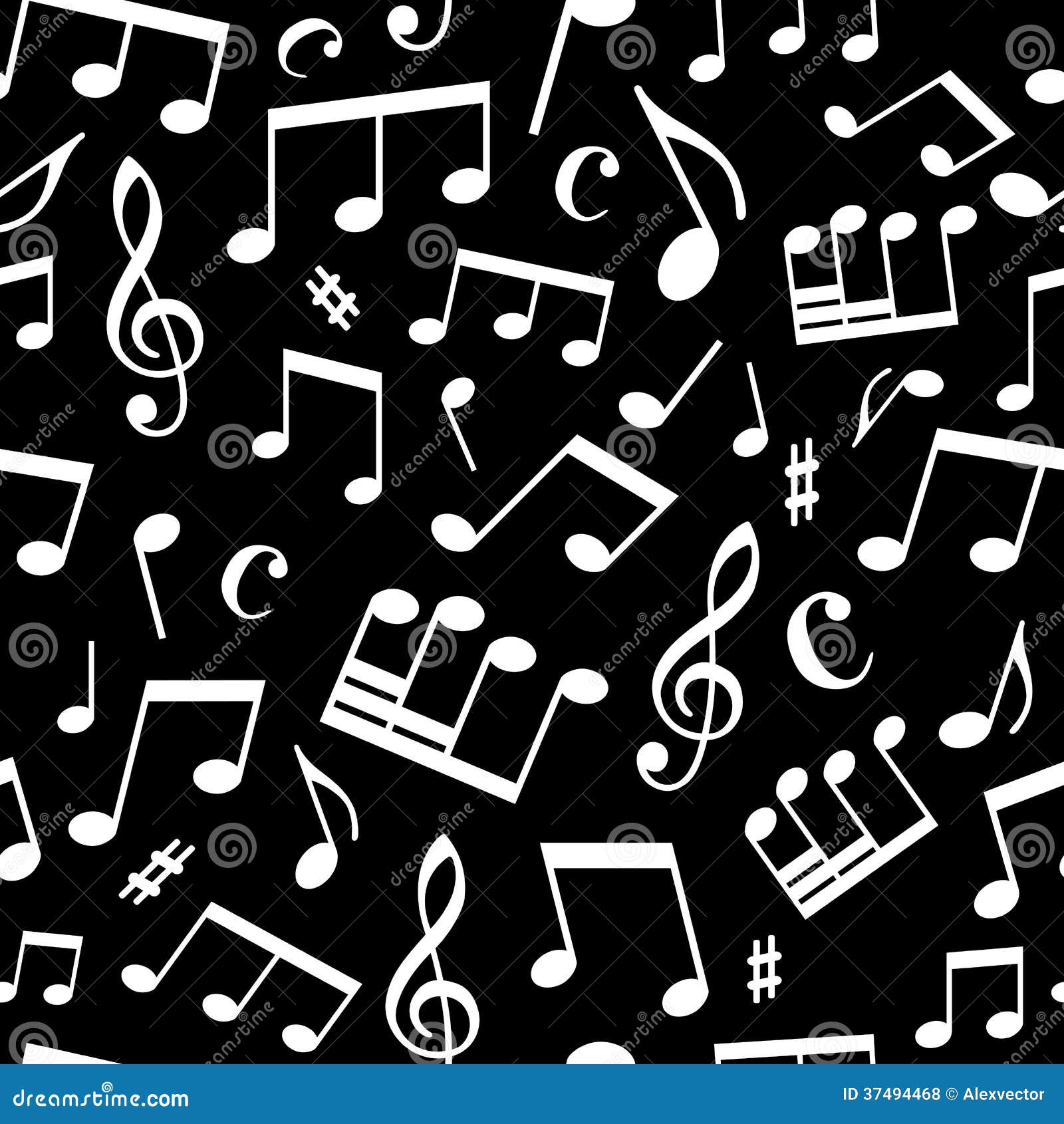 Black And White Seamless Music Pattern Stock Vector - Illustration of ...