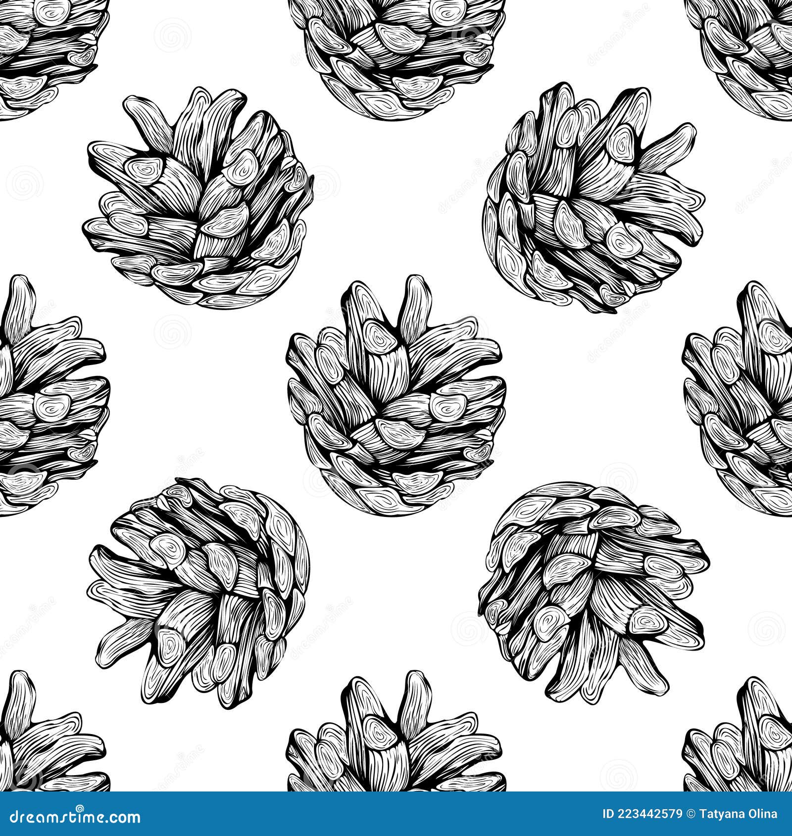 Pine Cones Seamless Pattern Design Stock Vector - Illustration of simple, tree: 223442579