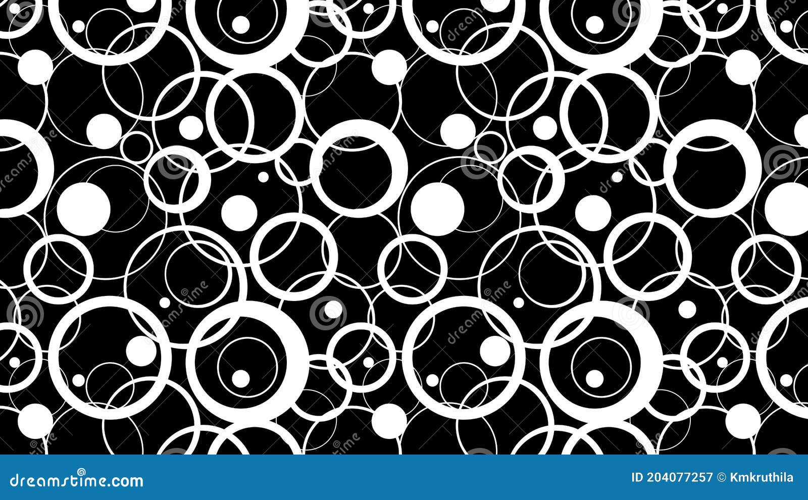 Black and White Seamless Overlapping Circles Pattern Stock Illustration ...