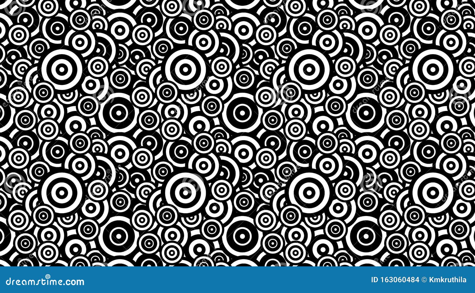Black and White Seamless Overlapping Concentric Circles Pattern Stock ...