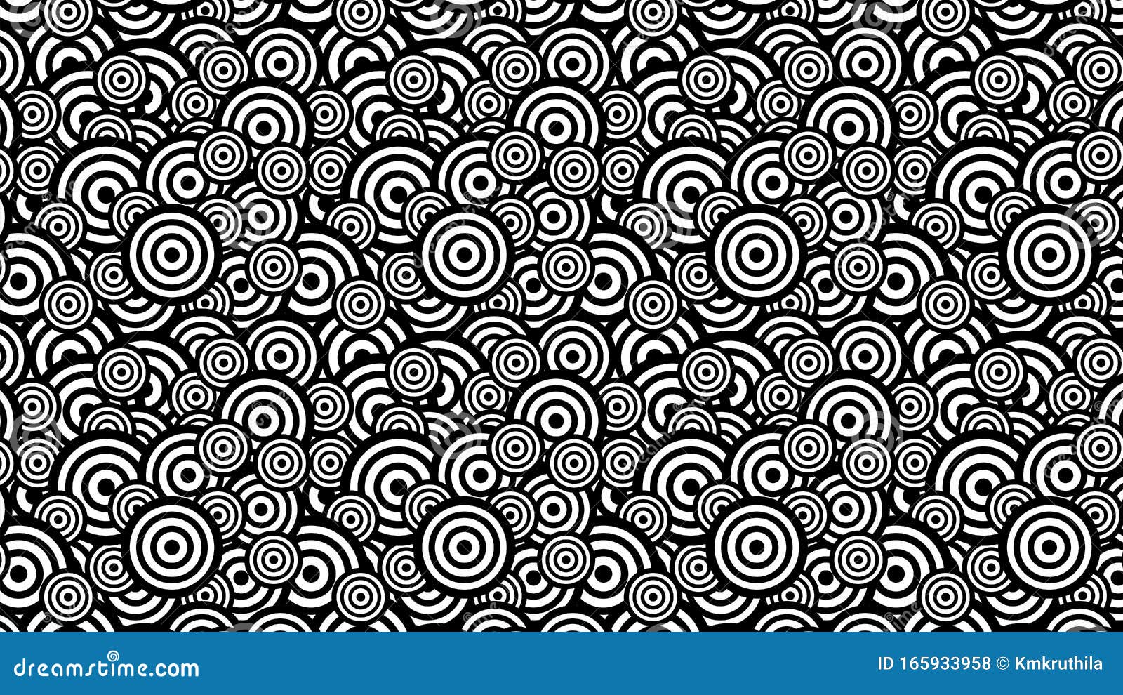 Black and White Seamless Overlapping Concentric Circles Pattern ...