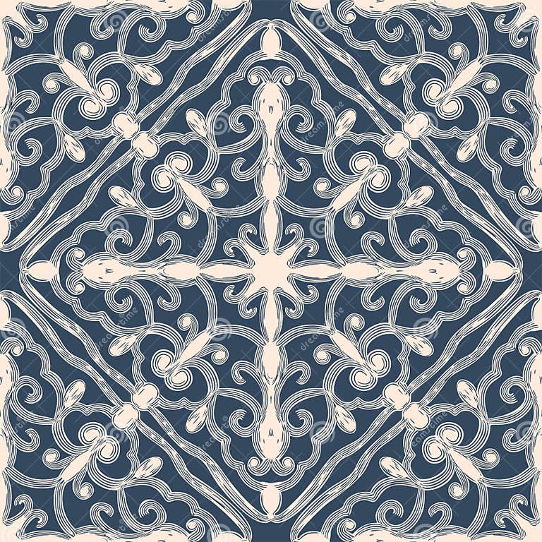 Black and White Seamless Pattern with Arabesques in a Retro Style ...