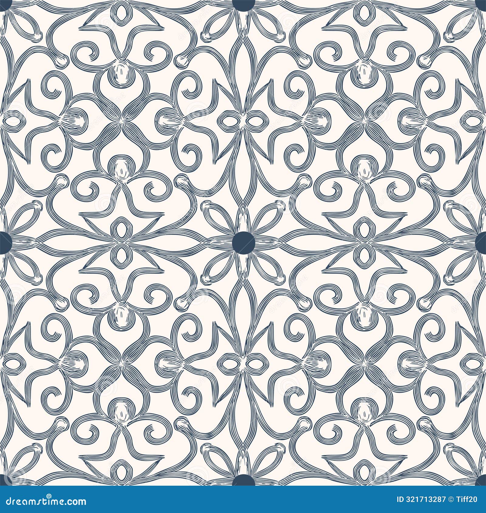 Black and White Seamless Pattern with Arabesques in a Retro Style ...