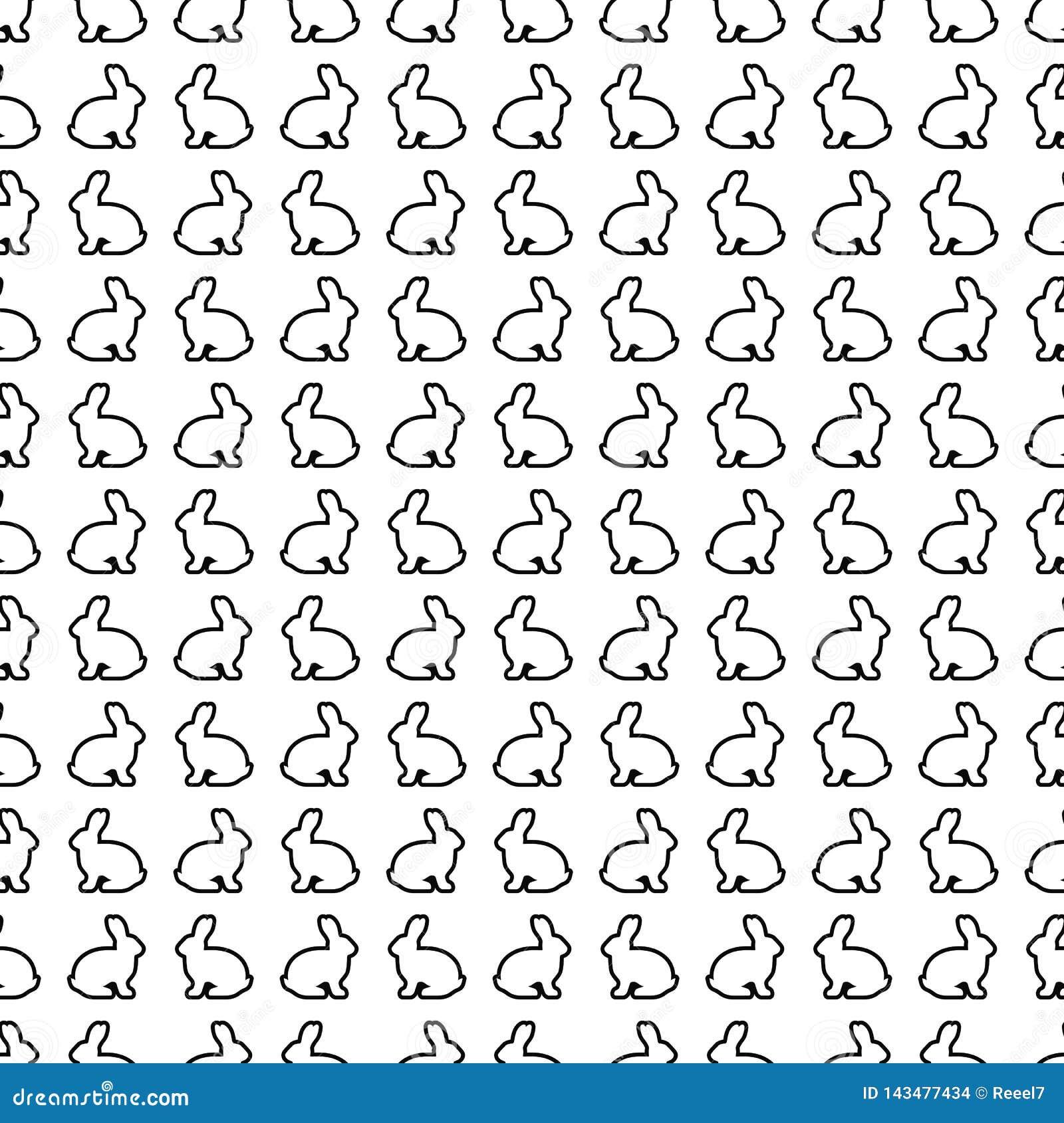 Black-and-White Seamless Pattern Background of Rabbit Outline ...