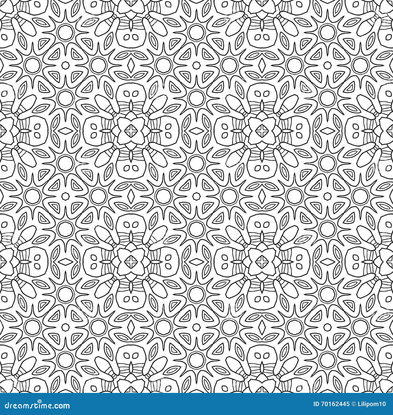 Black and White Seamless Pattern. Decorative Ornament for Coloring Book ...