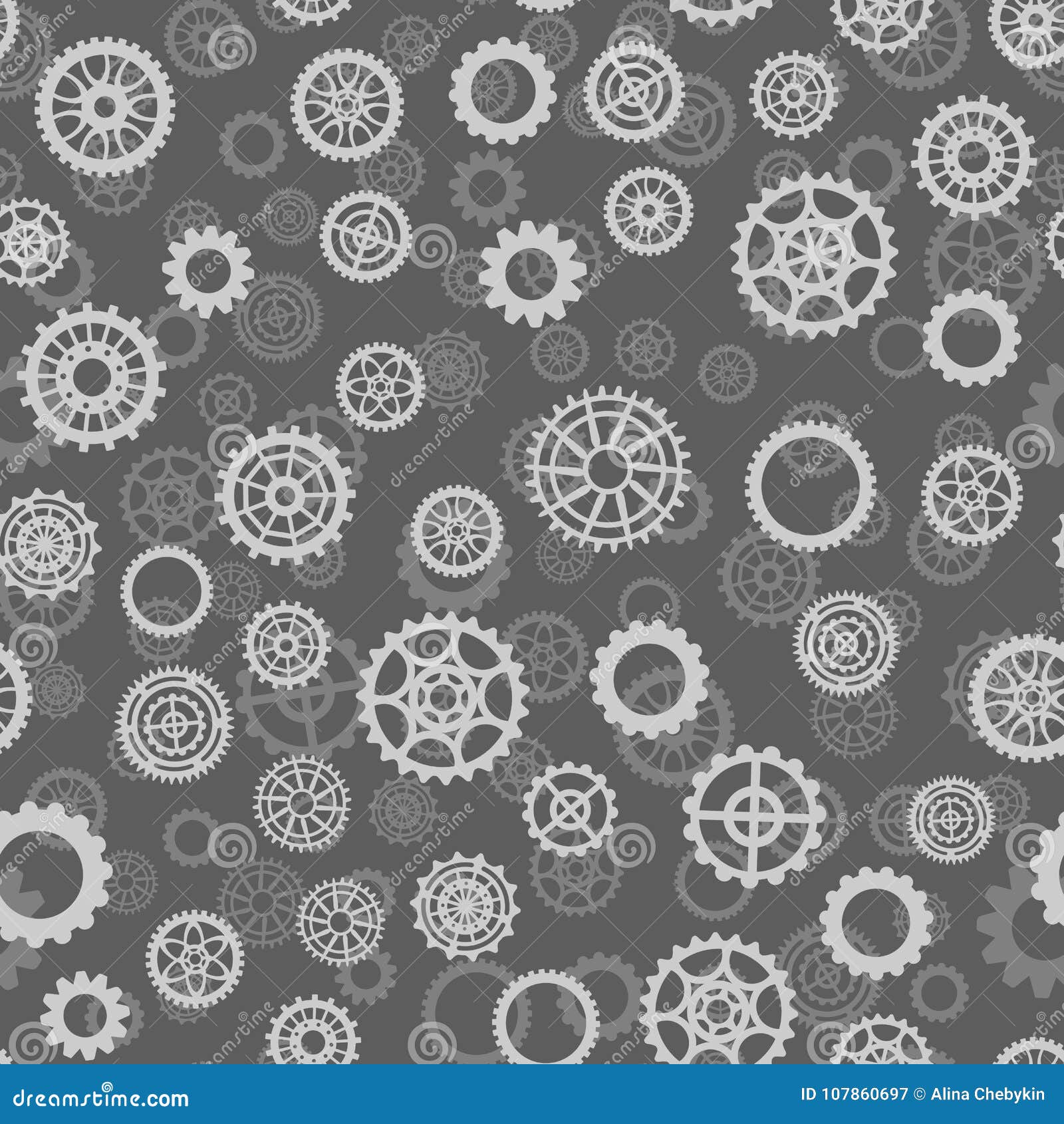Seamless Pattern with Different Gears Stock Vector - Illustration of ...