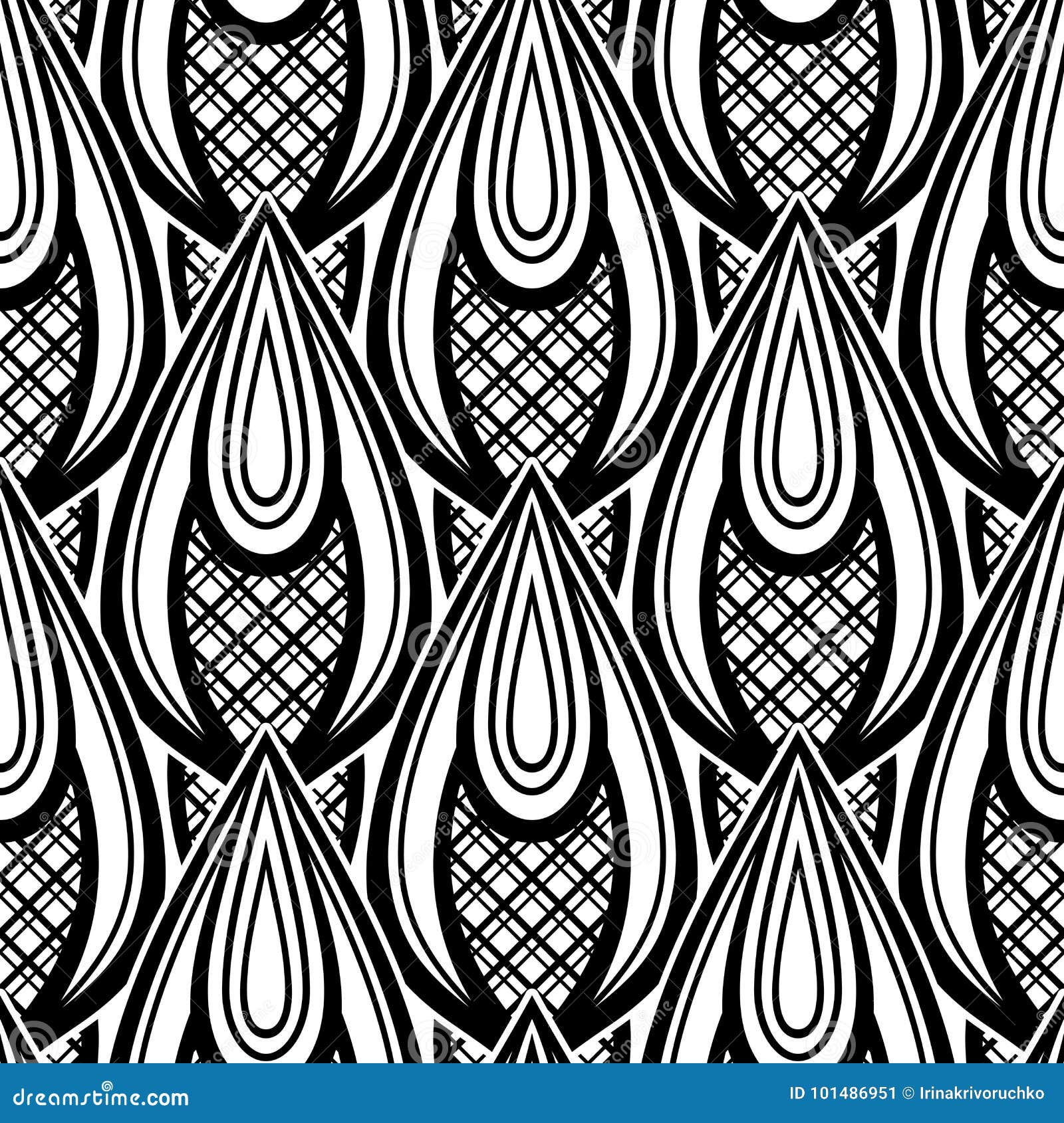 Black and White Seamless Pattern with Ethnic Motifs Stock Vector ...