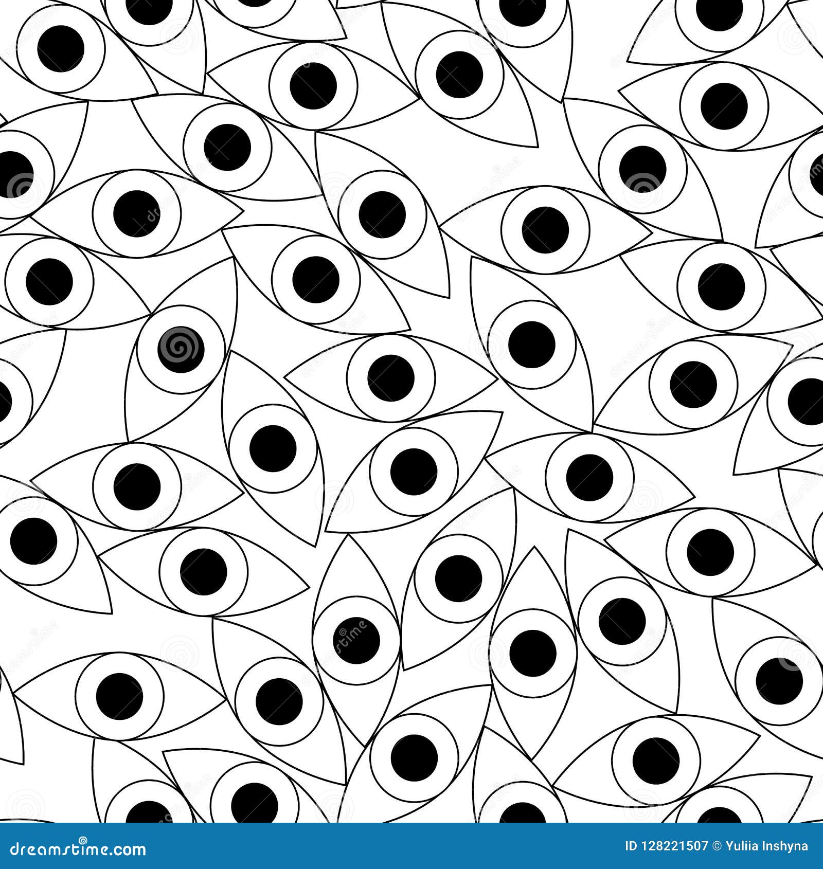 Black White Seamless Pattern with Eyes Stock Vector - Illustration of ...