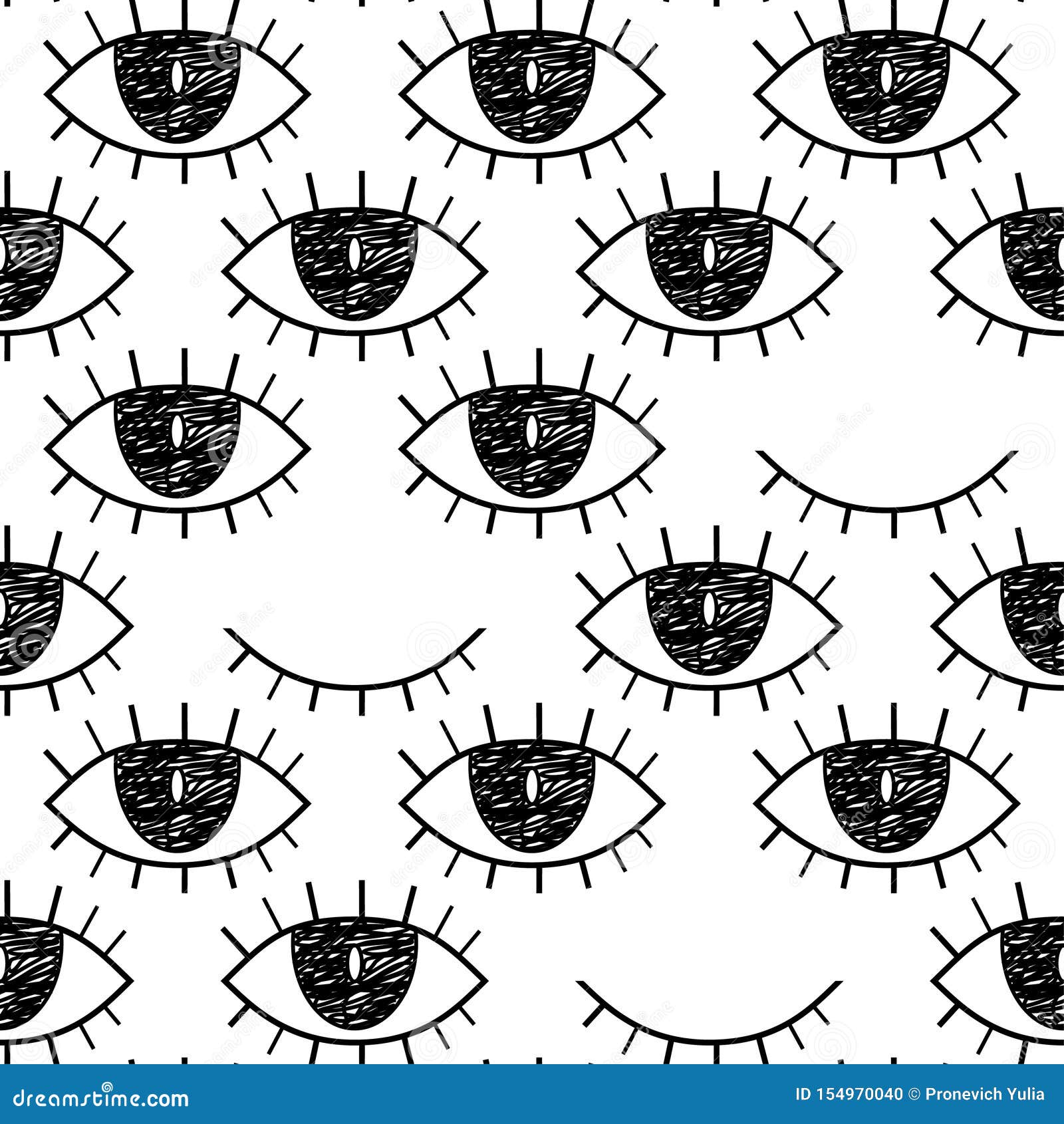 Black and White Seamless Pattern with Eyes. Trend. Vector. Stock ...