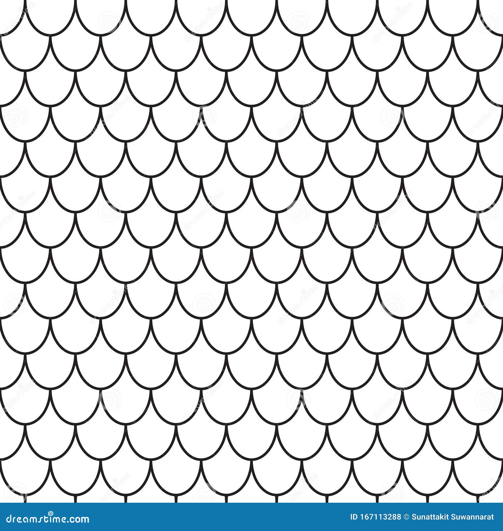 Black and White Seamless Pattern with Fish Scales Stock Illustration ...