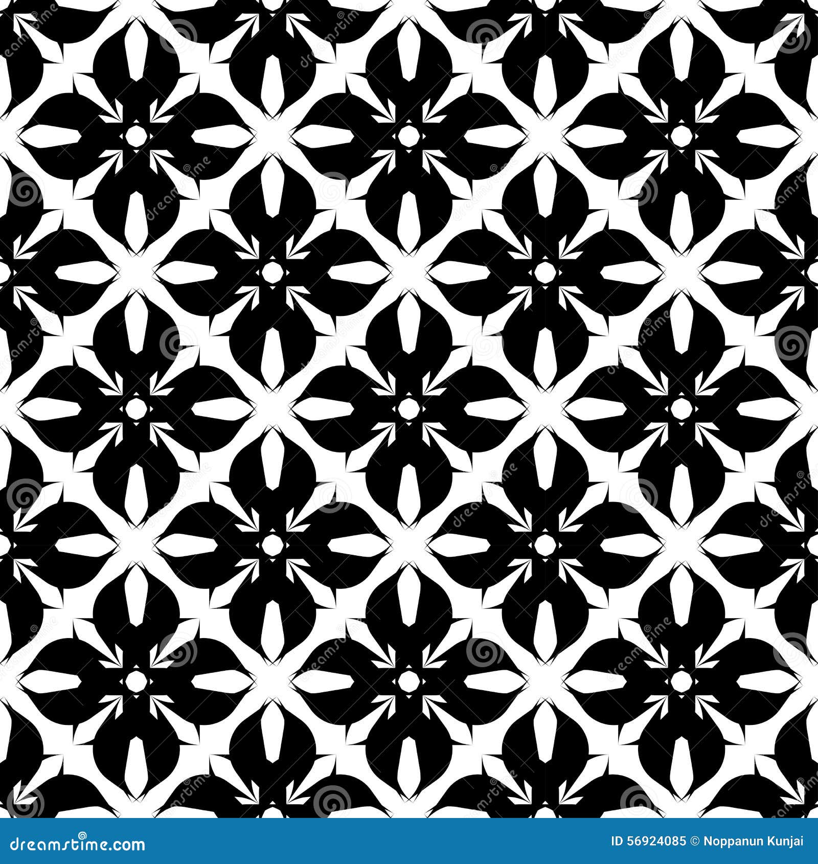 Black and White Seamless Pattern with Flower Style, Abstract Bac Stock ...