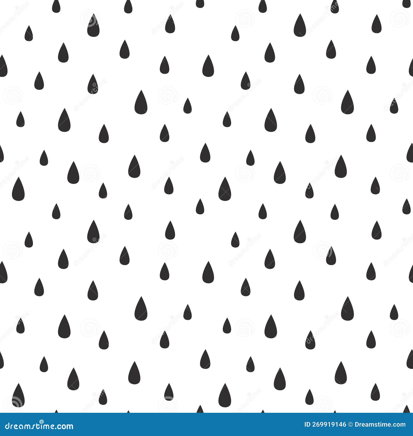 Black and White Seamless Pattern with Hand Drawn Rain Drops Stock ...